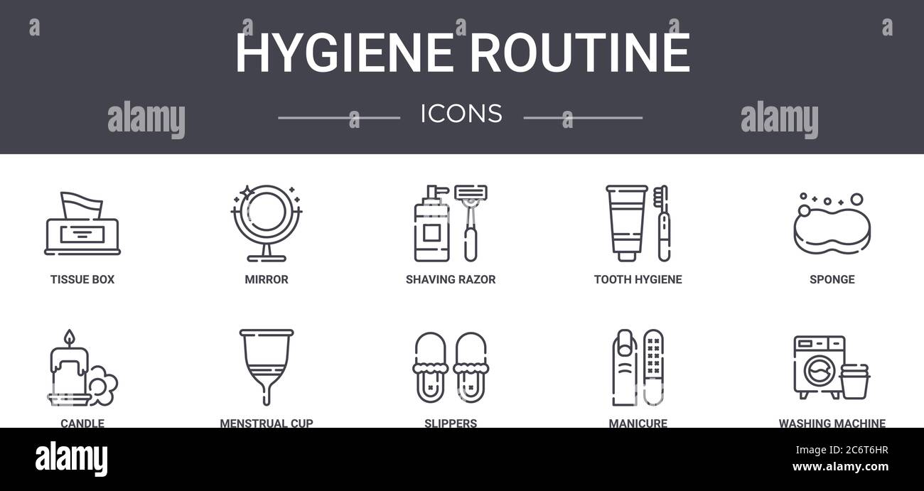 hygiene routine concept line icons set. contains icons usable for web ...