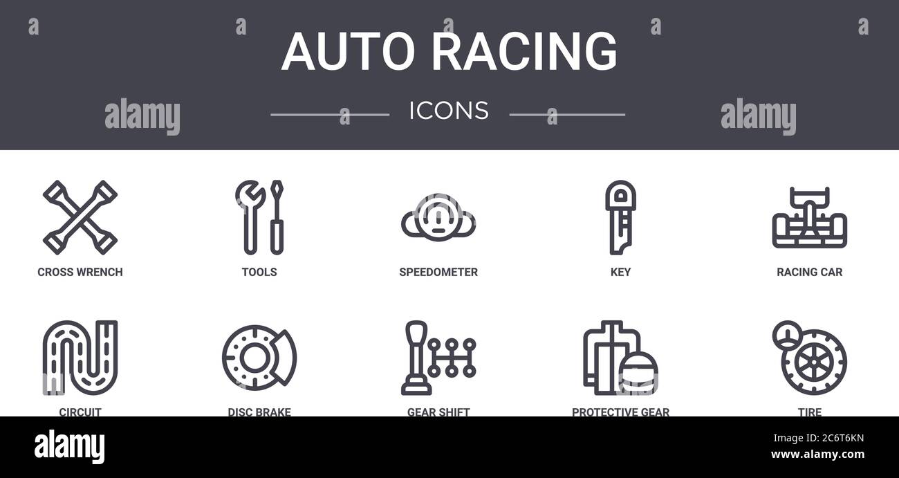 auto racing concept line icons set. contains icons usable for web, logo ...