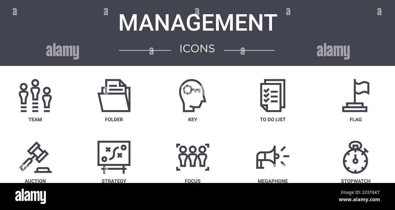 management concept line icons set. contains icons usable for web, logo ...