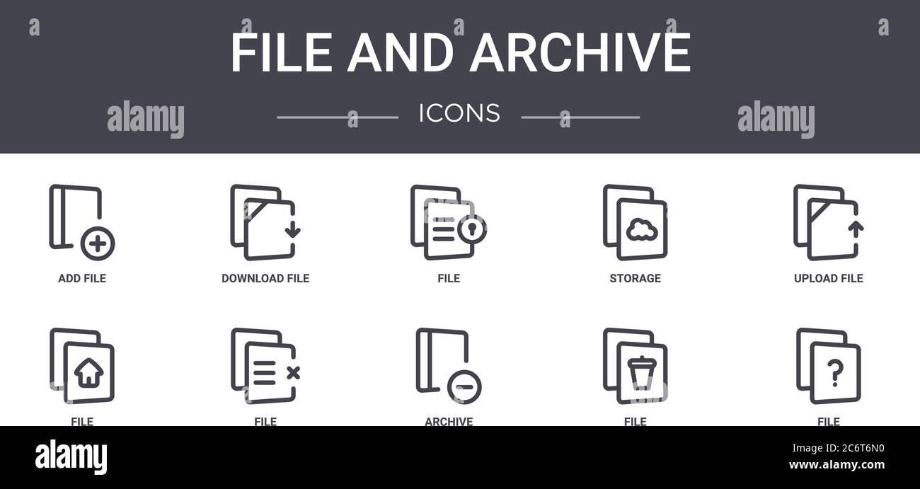 file and archive concept line icons set. contains icons usable for web ...