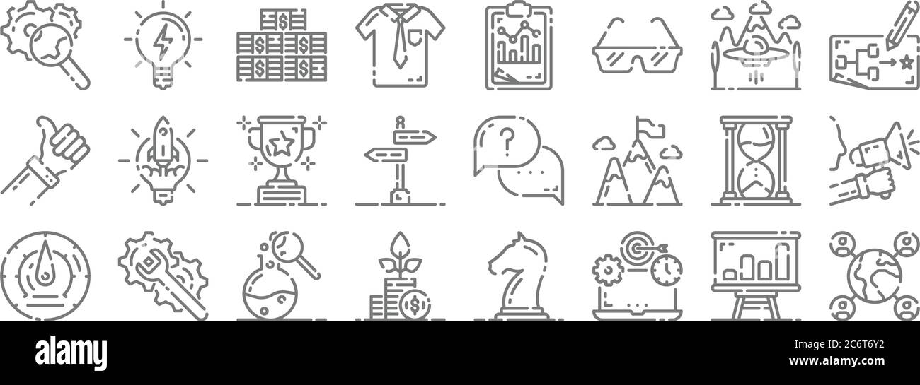 startup line icons. linear set. quality vector line set such as social ...
