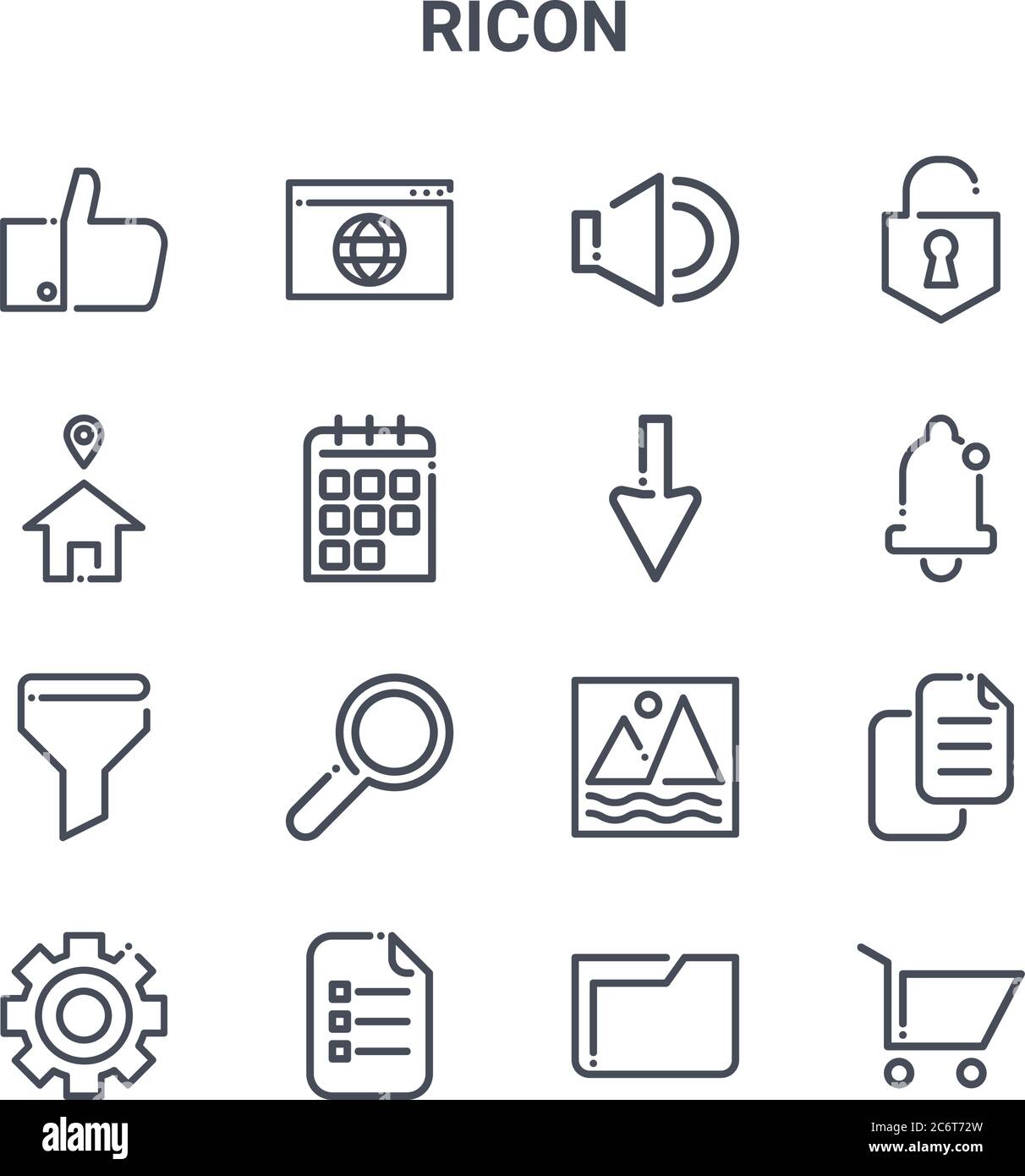 set of 16 ricon concept vector line icons. 64x64 thin stroke icons such ...