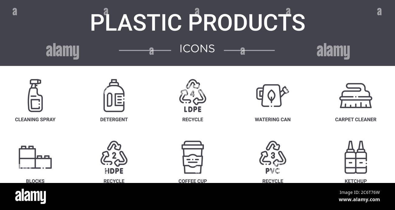 plastic products concept line icons set. contains icons usable for web ...