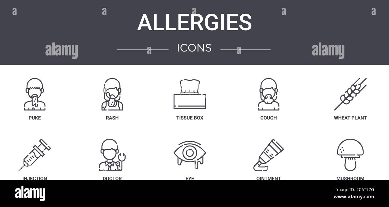 allergies concept line icons set. contains icons usable for web, logo ...