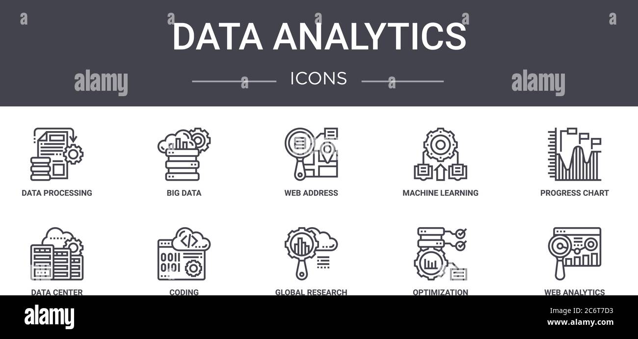 data analytics concept line icons set. contains icons usable for web ...