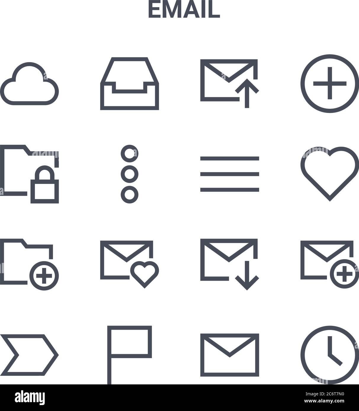 set of 16 email concept vector line icons. 64x64 thin stroke icons such ...