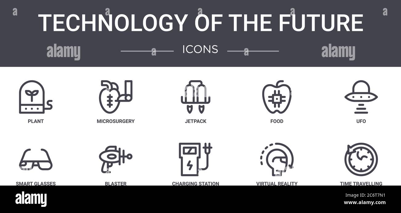 technology of the future concept line icons set. contains icons usable ...