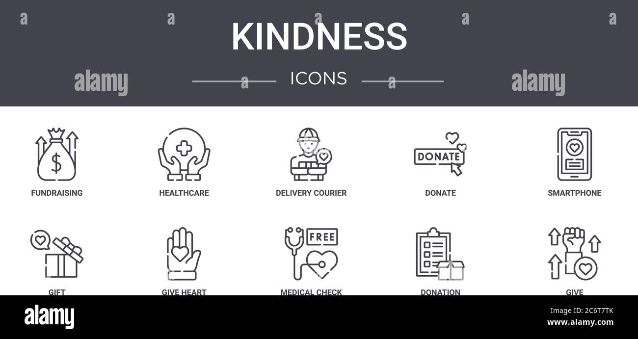 kindness concept line icons set. contains icons usable for web, logo ...