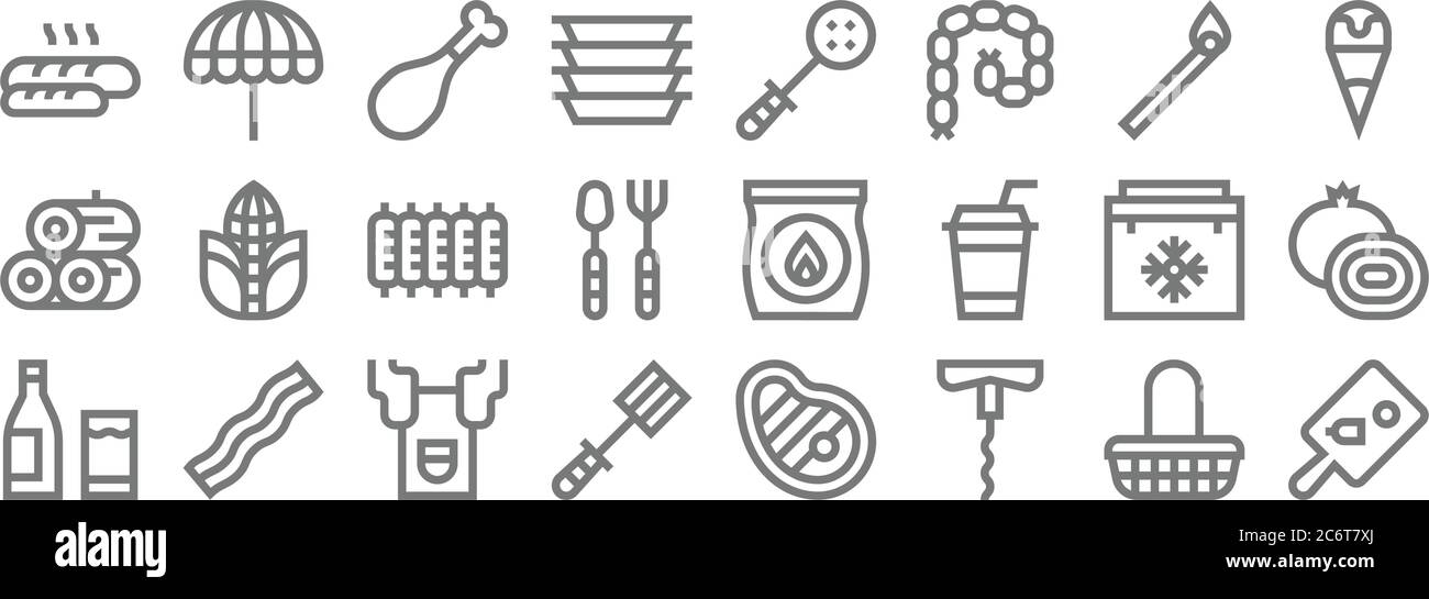 barbecue line icons. linear set. quality vector line set such as ...