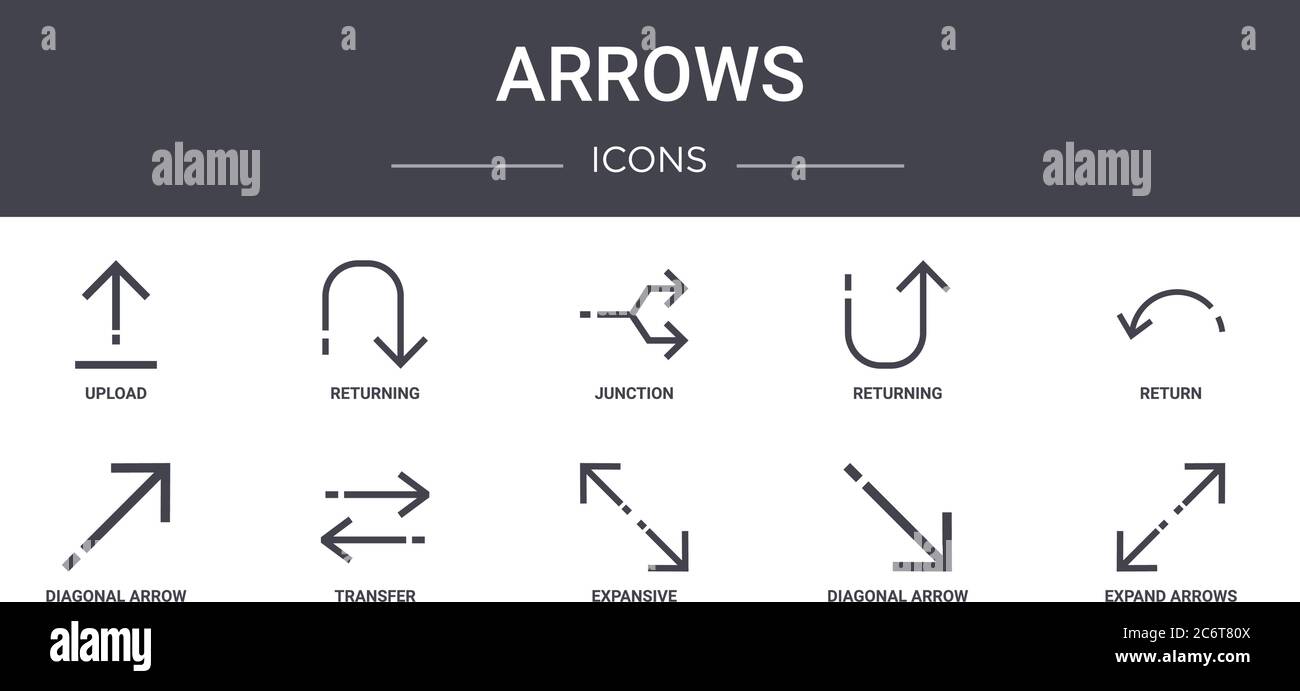 arrows concept line icons set. contains icons usable for web, logo, ui ...