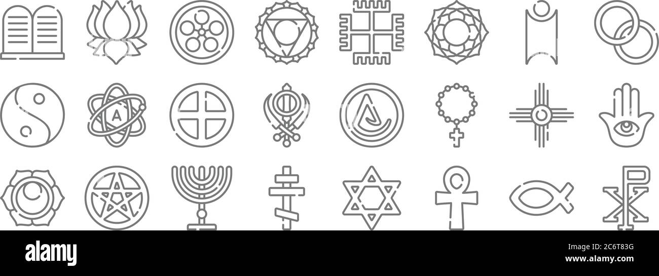 spiritual symbols line icons. linear set. quality vector line set such ...