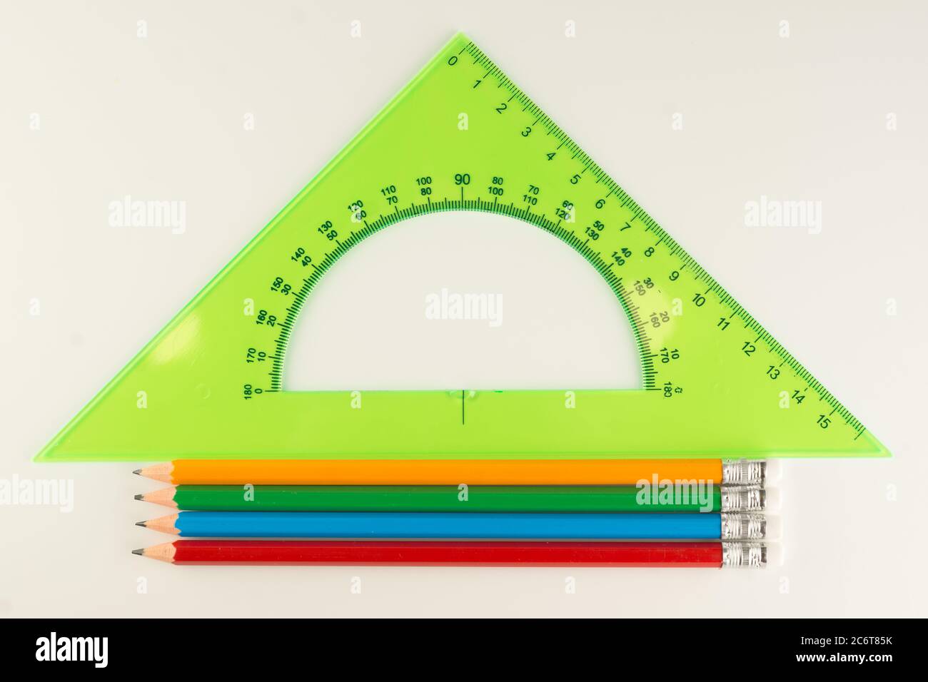 triangular ruler for studying at school isolated on a white background ...