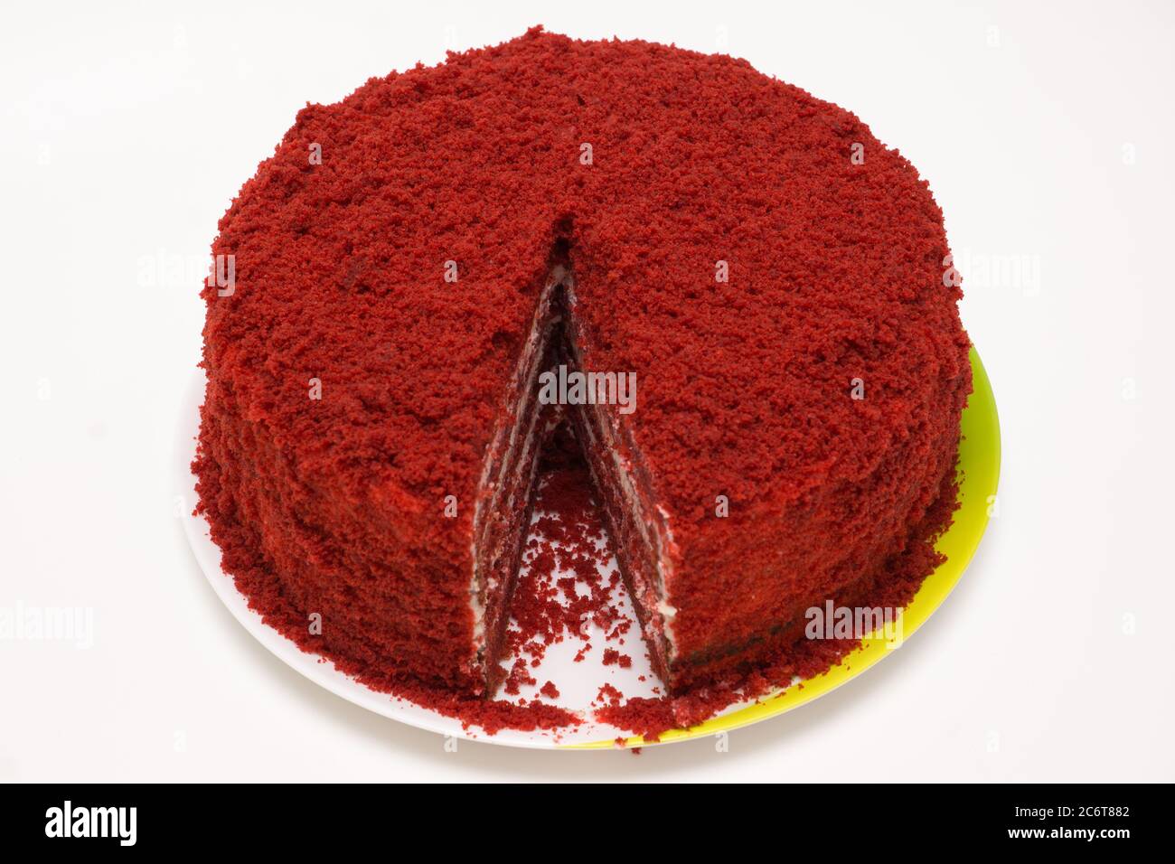 bright red cake called red velvet isolated on a white background Stock ...