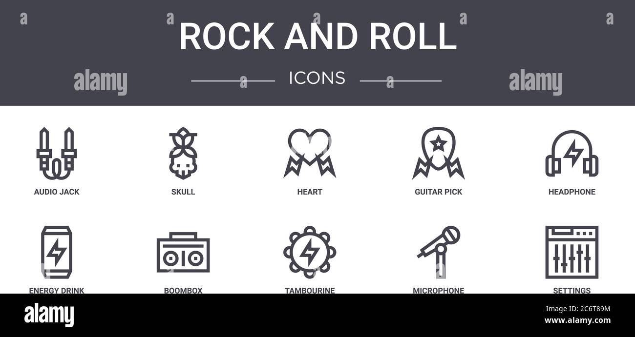 rock and roll concept line icons set. contains icons usable for web ...