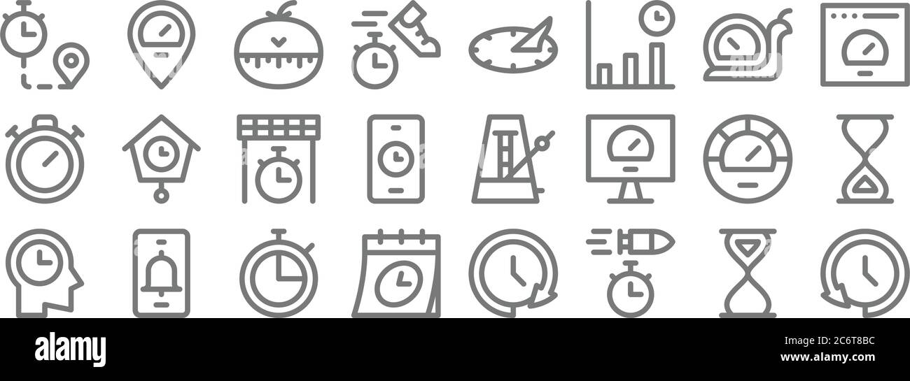 speedometer and time line icons. linear set. quality vector line set ...