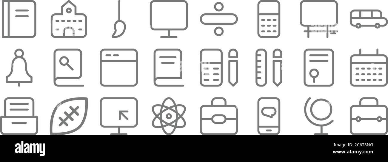 school education line icons. linear set. quality vector line set such as briefcase, chat ...