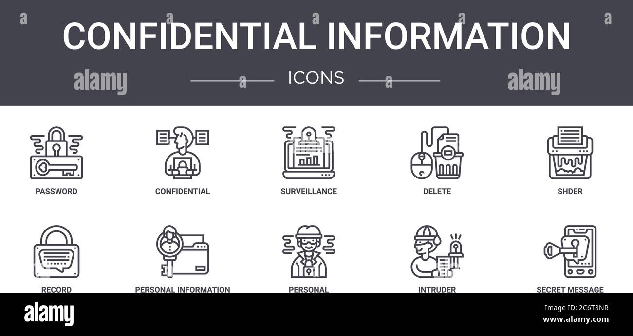 confidential information concept line icons set. contains icons usable ...