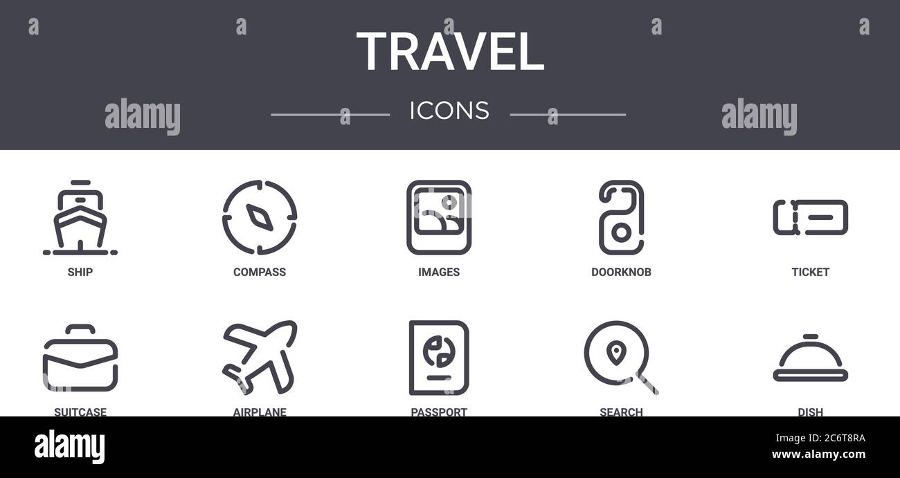 travel concept line icons set. contains icons usable for web, logo, ui ...