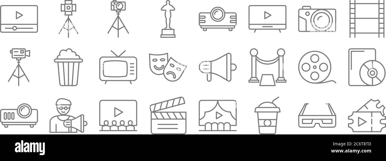 cinema line icons. linear set. quality vector line set such as tickets ...