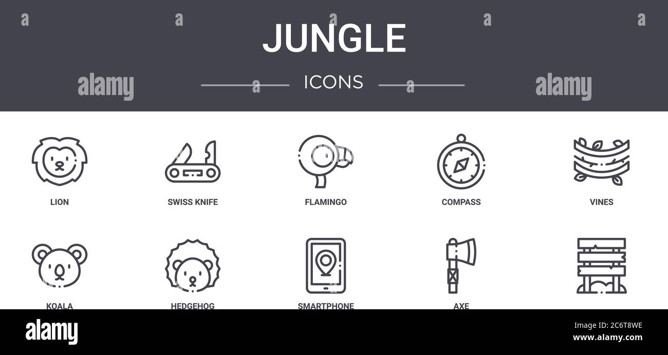 jungle concept line icons set. contains icons usable for web, logo, ui ...