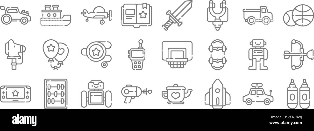 children toys line icons. linear set. quality vector line set such as ... children toys line icons. linear set. quality vector line set such as ...