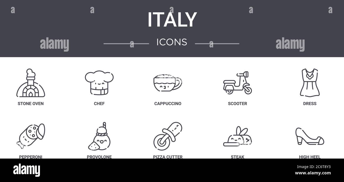 italy concept line icons set. contains icons usable for web, logo, ui ...