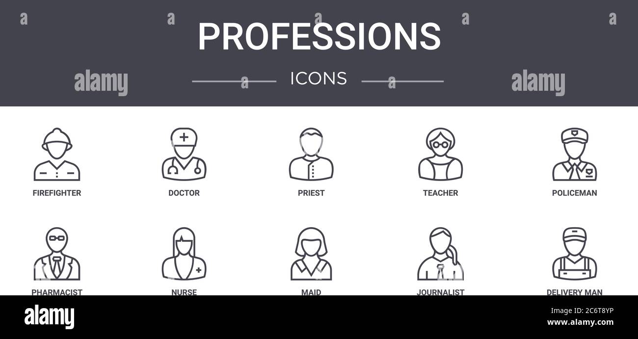 professions concept line icons set. contains icons usable for web, logo ...