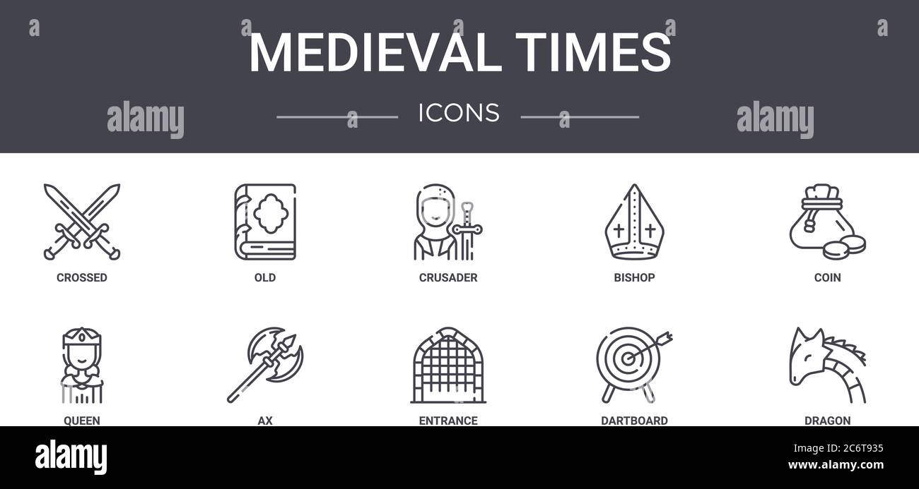 medieval times concept line icons set. contains icons usable for web ...
