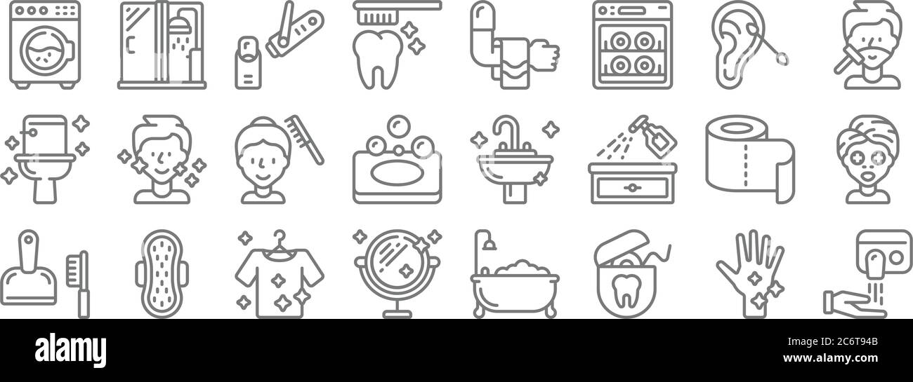 hygiene line icons. linear set. quality vector line set such as hand ...