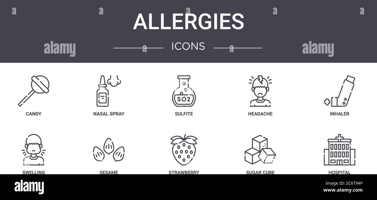 allergies concept line icons set. contains icons usable for web, logo ...
