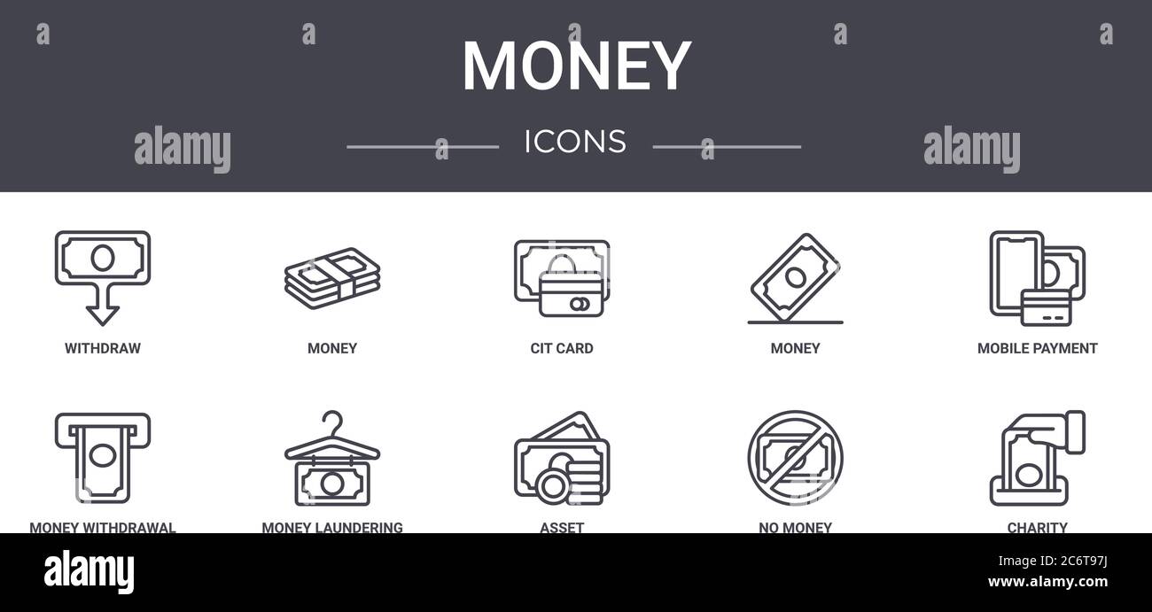 money concept line icons set. contains icons usable for web, logo, ui ...