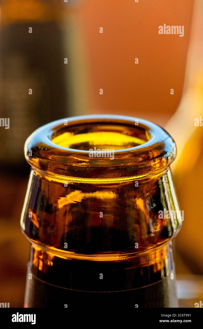 Beer bottle neck detail photo. Lifestyle Stock Photo - Alamy