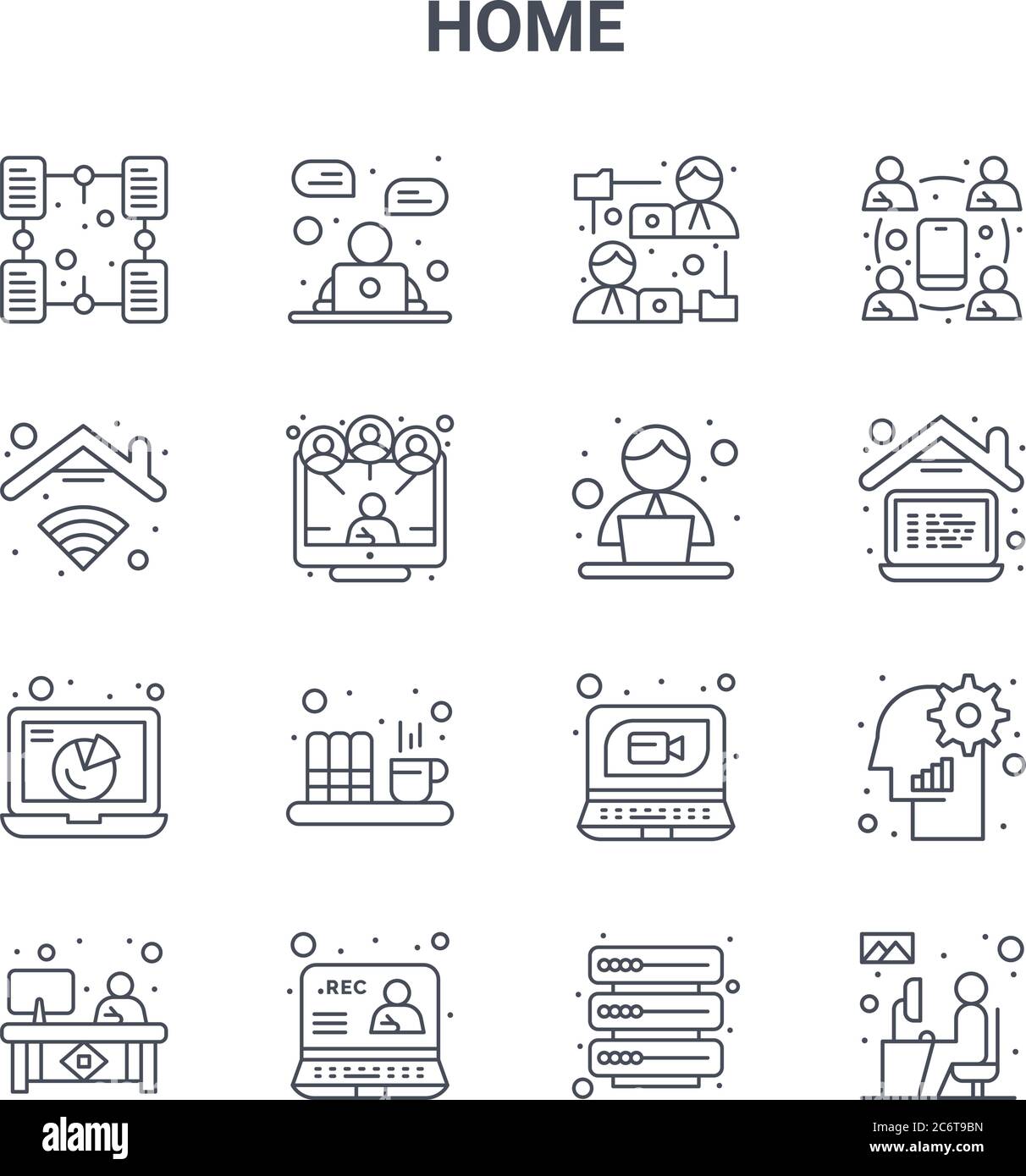 set of 16 home concept vector line icons. 64x64 thin stroke icons such ...