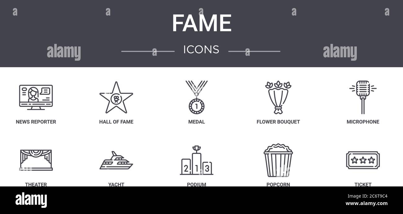 fame concept line icons set. contains icons usable for web, logo, ui/ux ...