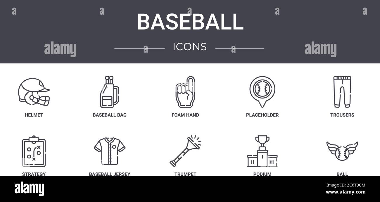 baseball concept line icons set. contains icons usable for web, logo ...