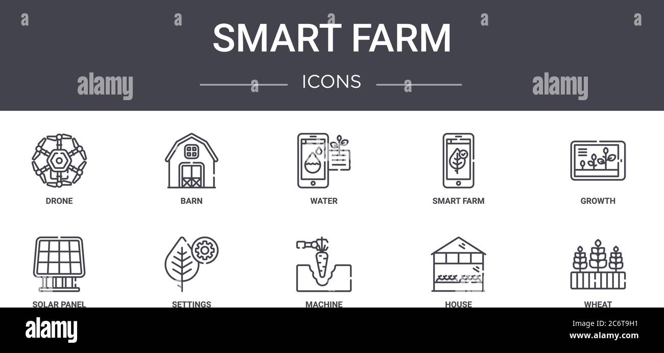 smart farm concept line icons set. contains icons usable for web, logo ...