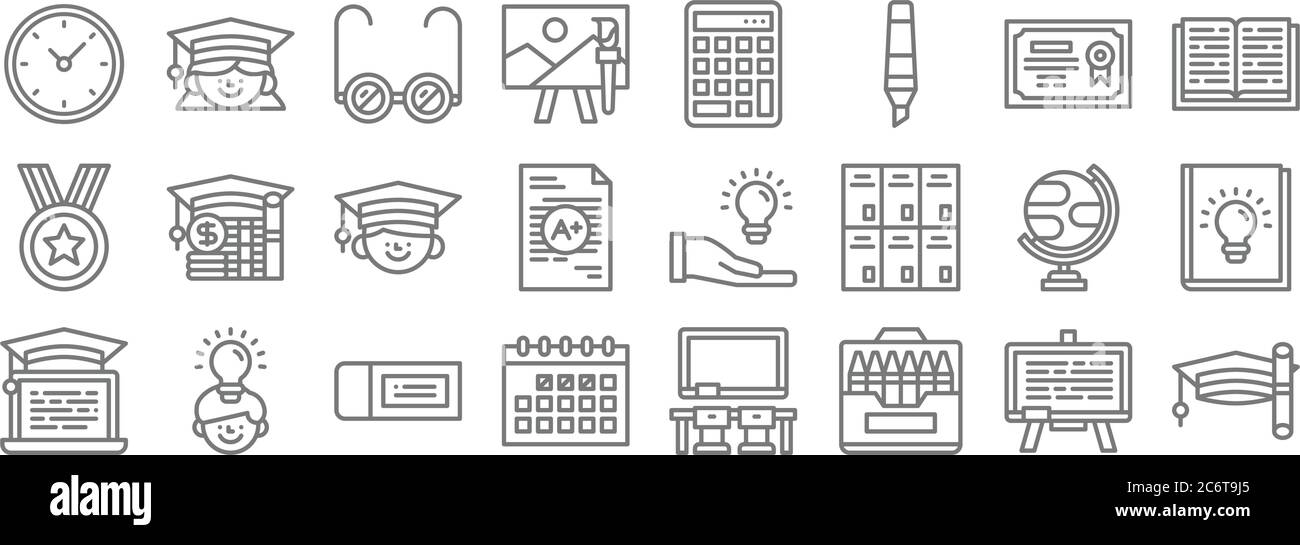 education line icons. linear set. quality vector line set such as university degree, pencil ...