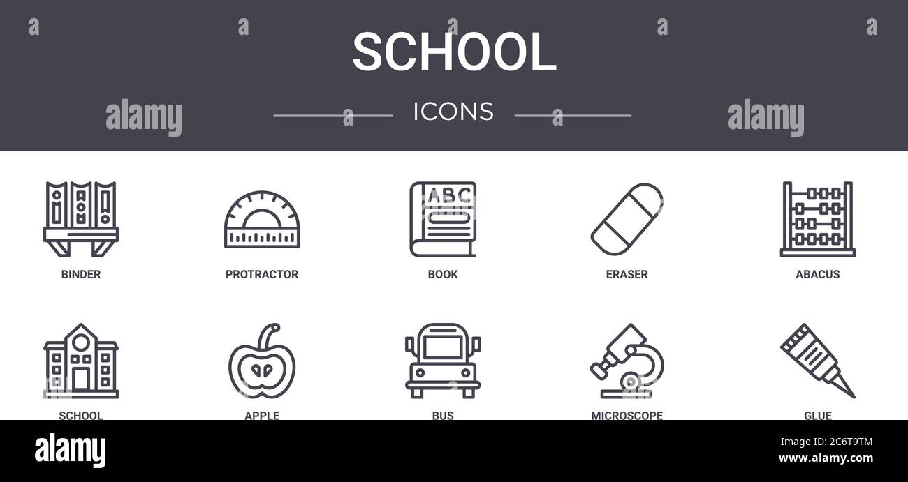 school concept line icons set. contains icons usable for web, logo, ui ...