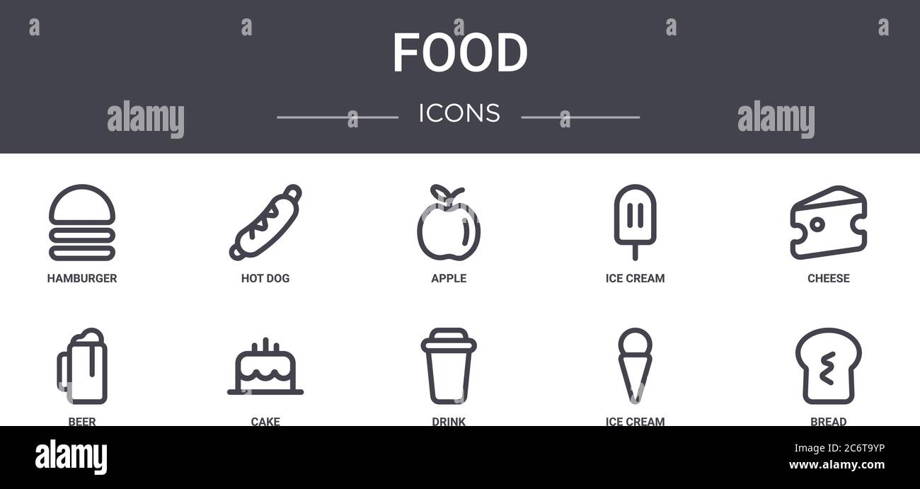 food concept line icons set. contains icons usable for web, logo, ui/ux ...