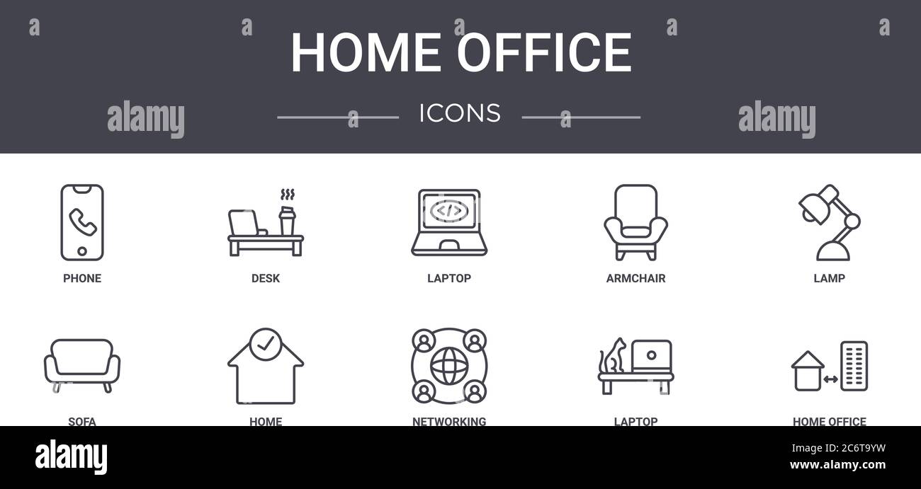 home office concept line icons set. contains icons usable for web, logo ...