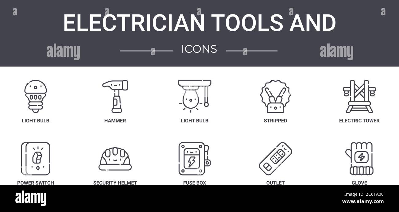 electrician tools and concept line icons set. contains icons usable for ...