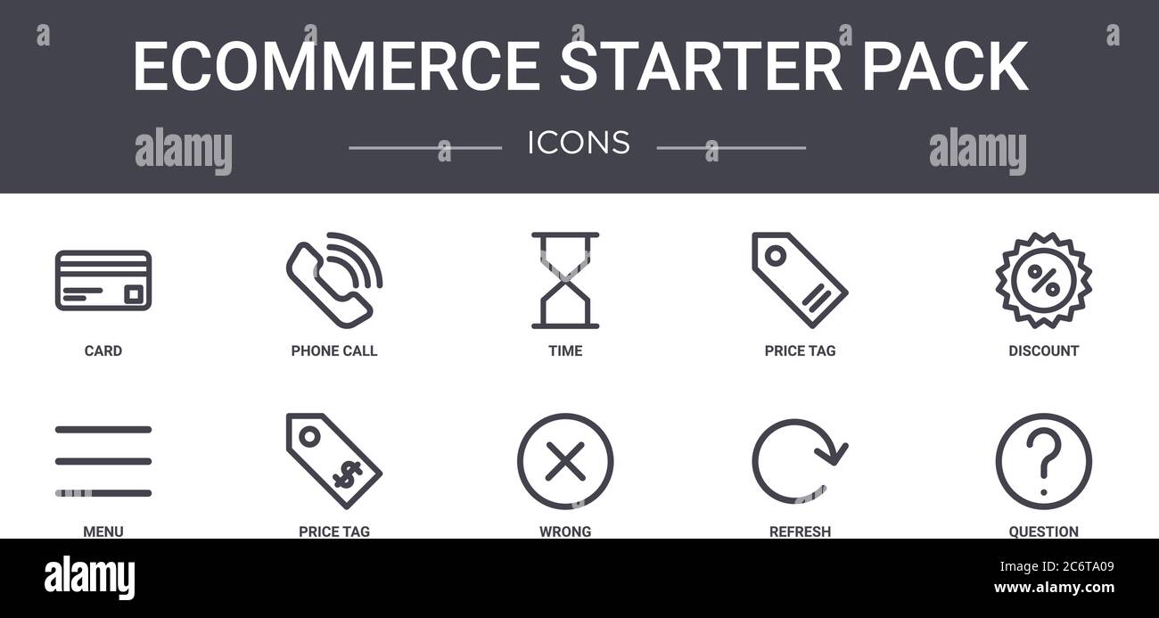 ecommerce starter pack concept line icons set. contains icons usable ...