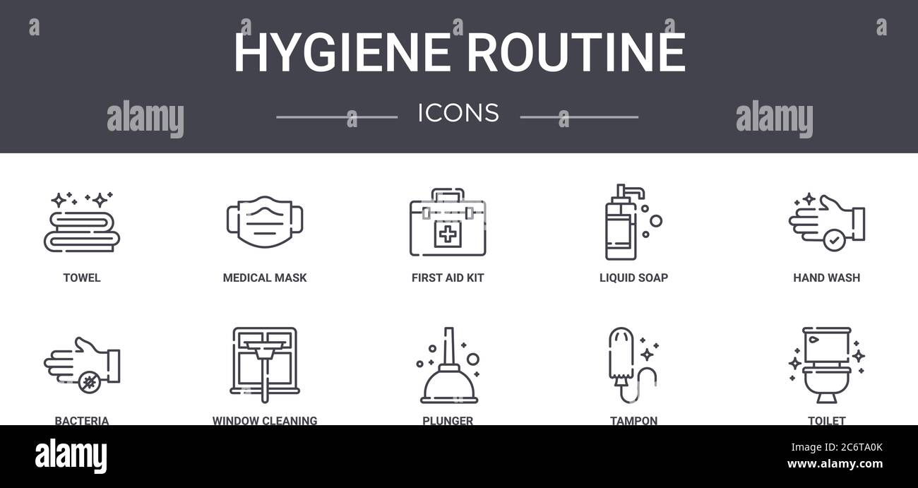 hygiene routine concept line icons set. contains icons usable for web ...