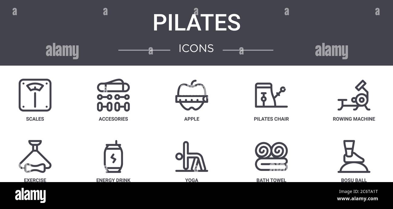 pilates concept line icons set. contains icons usable for web, logo, ui ...