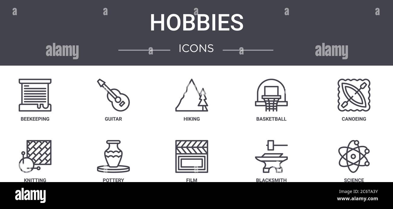 hobbies concept line icons set. contains icons usable for web, logo, ui ...