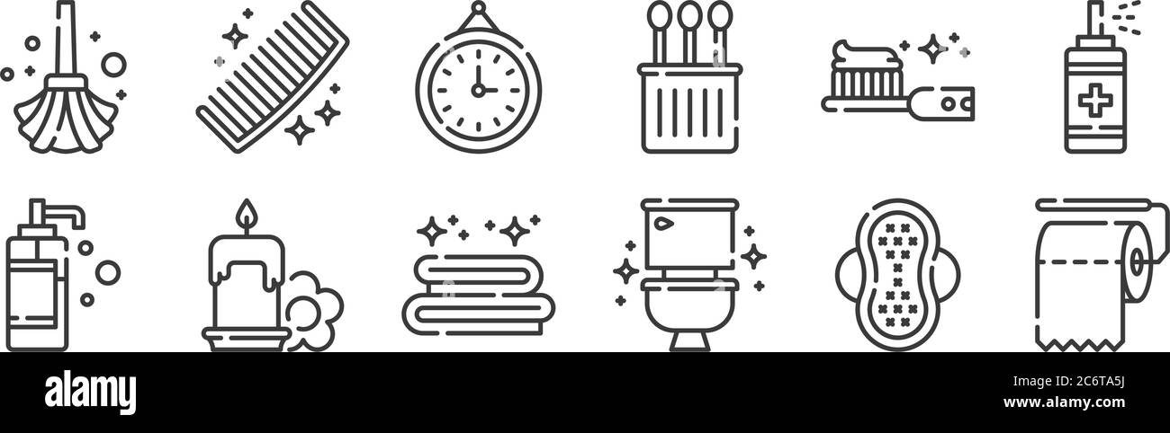 12 set of linear hygiene routine icons. thin outline icons such as ... 12 set of linear hygiene routine icons. thin outline icons such as ...