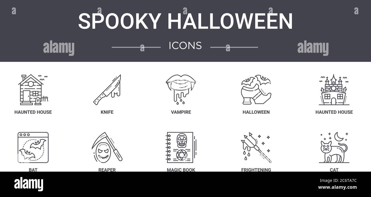 spooky halloween concept line icons set. contains icons usable for web ...