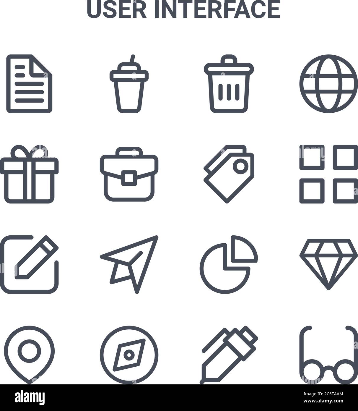 set of 16 user interface concept vector line icons. 64x64 thin stroke ...