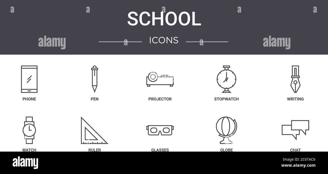 school concept line icons set. contains icons usable for web, logo, ui ...
