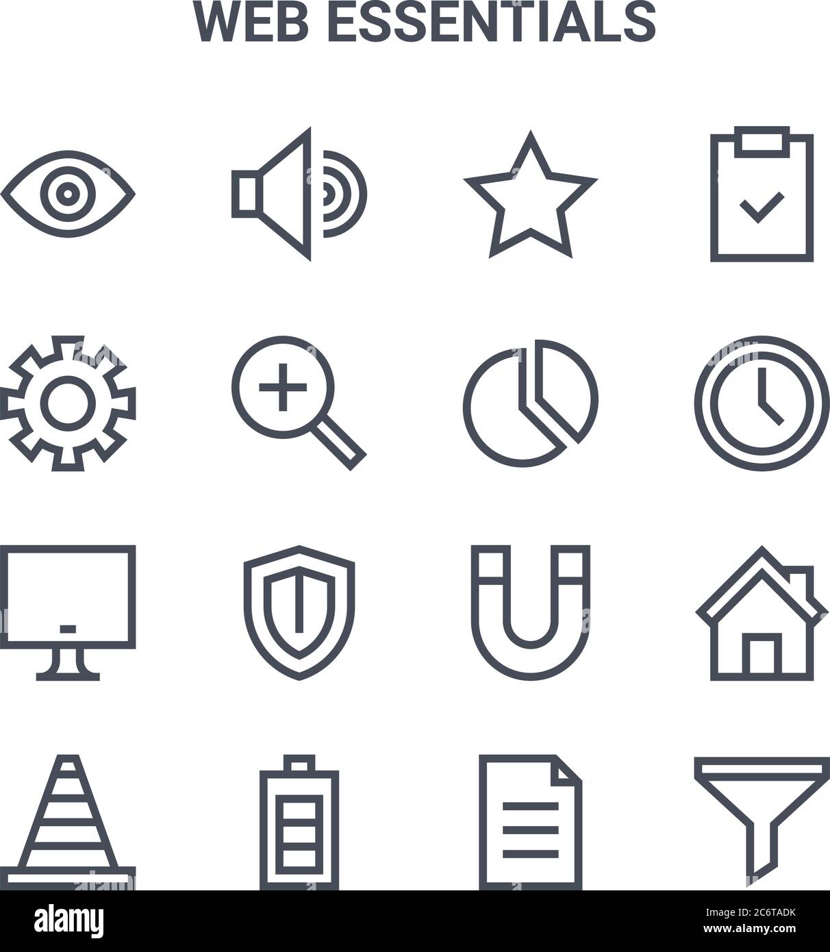 set of 16 web essentials concept vector line icons. 64x64 thin stroke ...